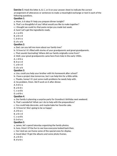 Mid Term Test Review Exercises Pdf Disciplines Communication