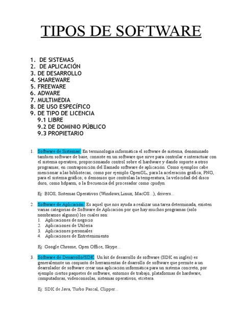 tipos de software pdf software libre software de la aplicacion