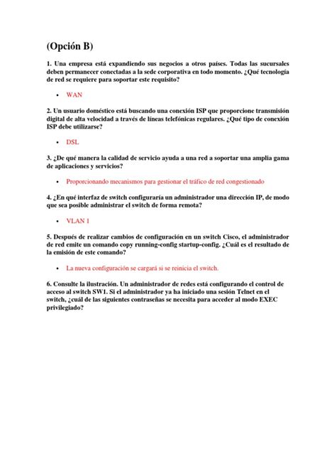 Ccna1 V6 0 Examen Final Opcion B Pdf Yo Pv6 Red De Computadoras
