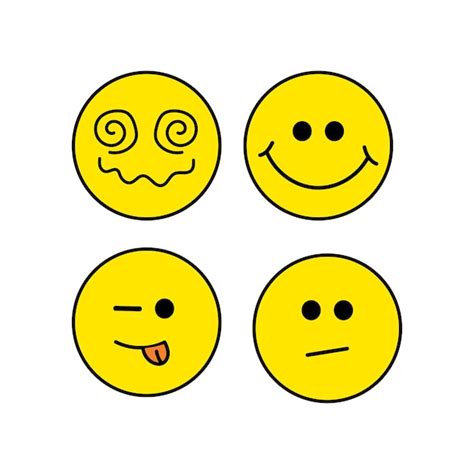 Legen Sie das Symbol Lächeln Emoji fest Premium Vektor