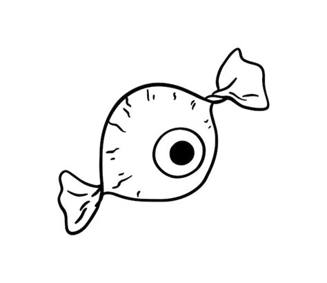 Premium Vector Eyeball Candy Wrapper Halloween Dessert Food Doodle Linear Cartoon Coloring