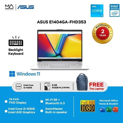 Jual Laptop Asus Vivobook Go 14 E1404ga Fhd353 I3 N305 8gb 512gb 14