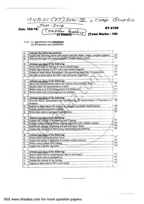 Computer Graphics B Sc IT Information Technology IDOL Correspondence Semester