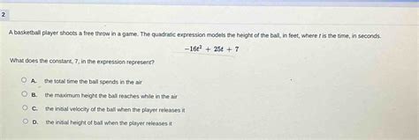 Solved 2 A Basketball Player Shoots A Free Throw In A Game The