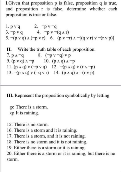 Solved 1given That Proposition P Is False Proposition Q Is