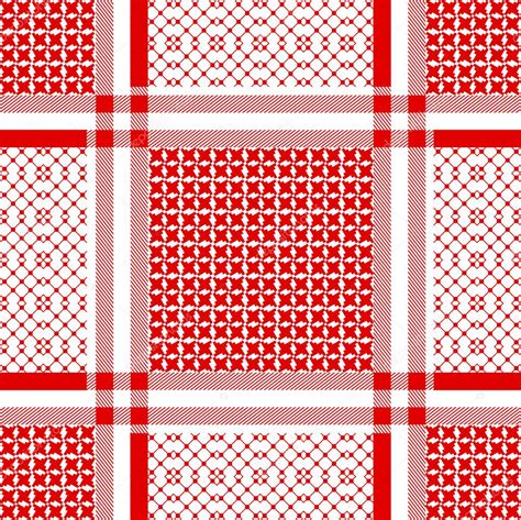 Squared Keffiyeh Vector Pattern With Geometric Motifs — Stock Vector