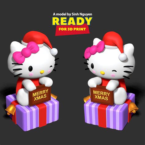 Hello Kitty Merry Christmas 3d Model 3d Printable Cgtrader