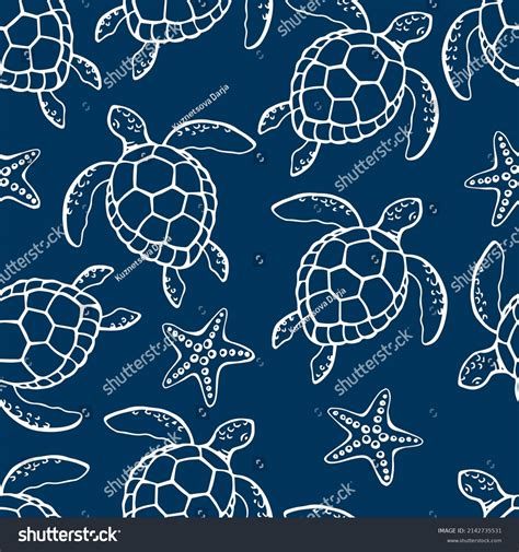 stock vektor „seamless pattern sea turtle sea ocean“ bez autorských poplatků 2142735531