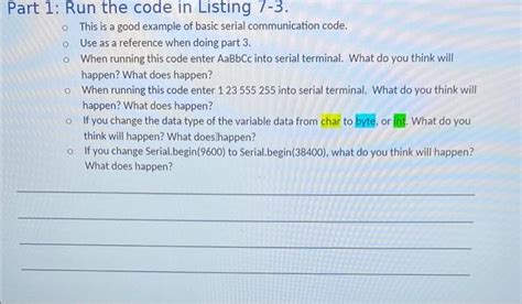 Solved This Is A Good Example Of Basic Serial Communication