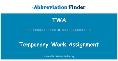 Twa Stands For Temporary Work Assignment Abbreviation Finder