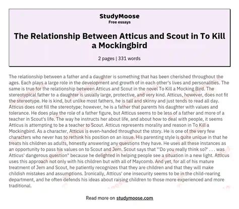 The Relationship Between Atticus And Scout In To Kill A Mockingbird