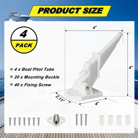 Datanly 4 Pcs Marine Speedometer Pitot Tube 80 Mph Boat