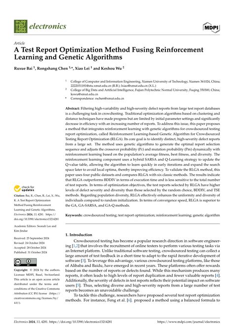 Pdf A Test Report Optimization Method Fusing Reinforcement Learning And Genetic Algorithms