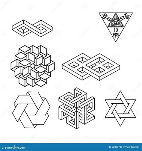 Unm Glicher Geometriesymbol Vektorsatz Vektor Abbildung Illustration Von Auszug Geometrie