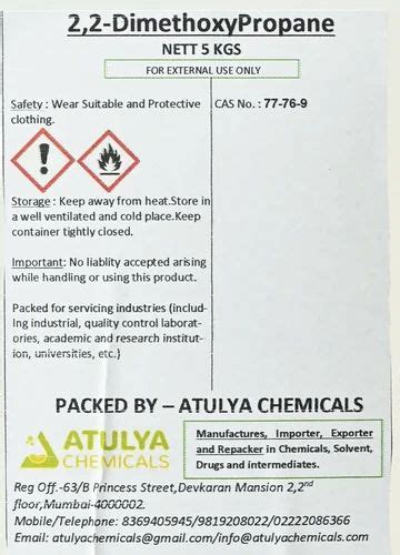 Liquid 2 2 Dimethoxypropane Industrial Grade 99 At ₹ 200 Kg In Mumbai