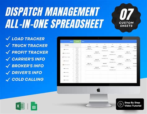 Freight Dispatch Management Spreadsheet Load Tracker Truck And Finance Trackers Bonus Cold