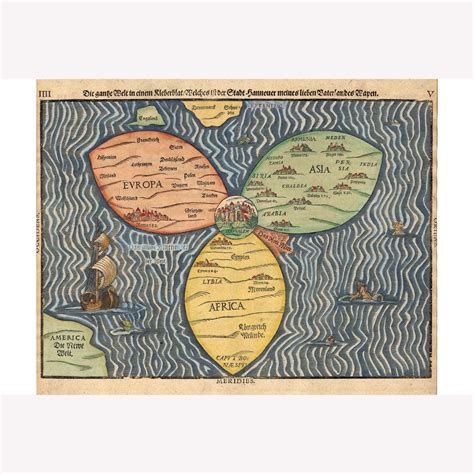 Bunting Clover Leaf Map Historic World Map From Sacrae Scripturae