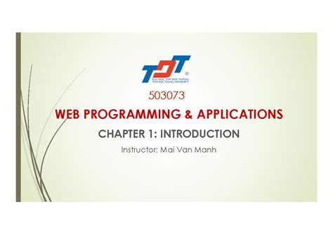 Introduction WEB PROGRAMMING APPLICATIONS CHAPTER INTRODUCTION Instructor
