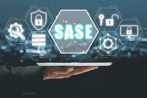 person hand using tablet with secure access service edge icon on
