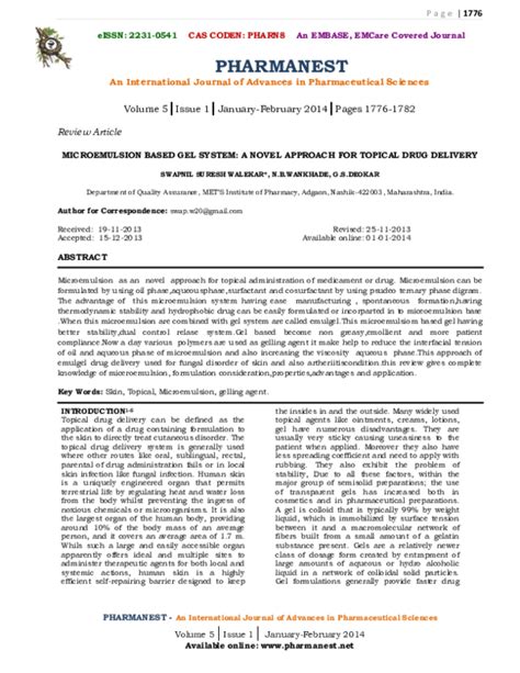 Pdf Microemulsion Based Gel System A Novel Approach For Topical Drug Delivery