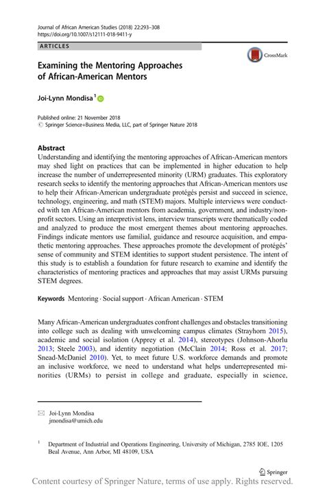 Examining The Mentoring Approaches Of African American Mentors