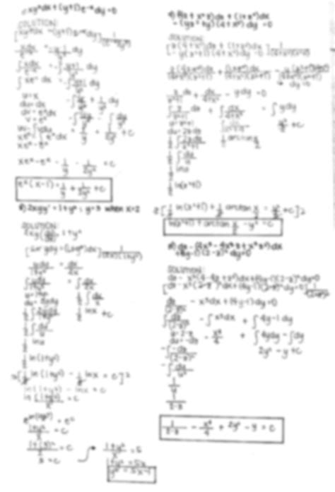 Solution Differential Equations Practice Problems Separation Of
