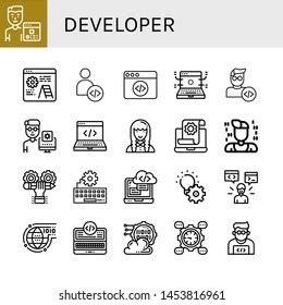 Set Developer Icons Such Programmer Development Stock Vector Royalty Free