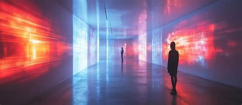 Immersive Projection Art In Modern Gallery Premium Ai Generated Image