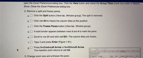 Open The Excel Preferences Dialog Box Click The View