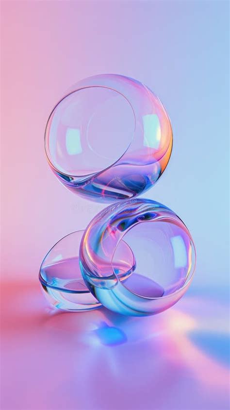 On Floating 3d Iridescent Glass Organic Forms Light Refraction