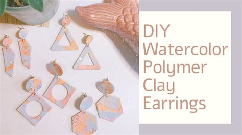 DIY Watercolor Pastel Abstract Polymer Clay Earrings Tutorial How To