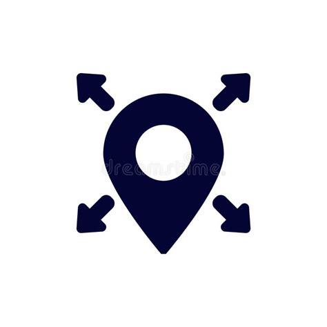 Location Icon With Four Outward Arrows Indicating Expansion Or Widening