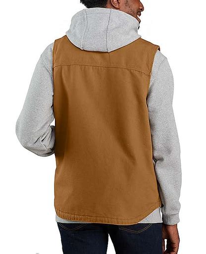 Carhartt Loose Fit Washed Duck Sherpa Lined Mock Neck Vest Brown Co