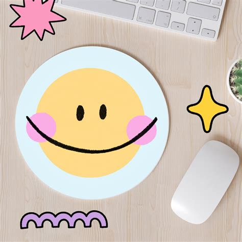 Smiley Face Mousepad Office School Desk Accessories Etsy