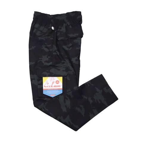 Cookman Chef Pants Cargo Ripstop Camo Black Woodland Cookman Usa
