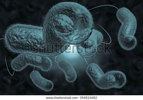 Close 3d Illustration Microscopic Cholera Bacteria Stock Illustration