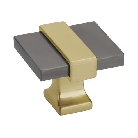 Amerock Overton 1 38 In 35mm Classic Black Chromebrushed Gold Square Cabinet Knob