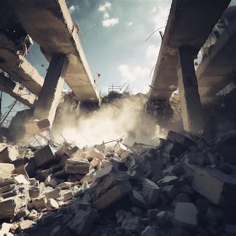 Premium Ai Image Concrete Building Collapsed