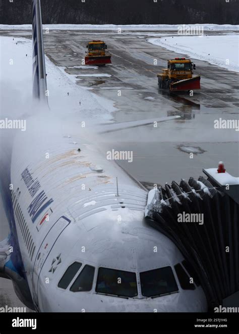 A Photo Shows Snow Removal Work Continues At Noto Satoyama Airport In