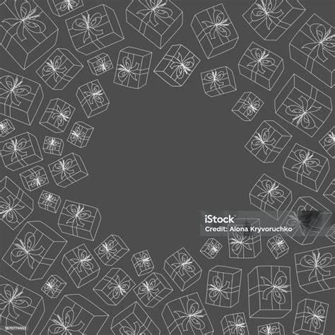 벡터 텍스트를 위한 복사 공간이 있는 축제 가로 배너입니다 손으로 그린 선물 상자 재미있는 윤곽선 그리기 생일 파티 인사말 카드 및 기타 인쇄 및 광고 제품에 대한 배경