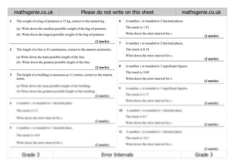 SOLUTION Error Intervals Worksheet Studypool