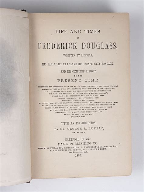 Life And Times Of Frederick Douglass Written By Himself His Early