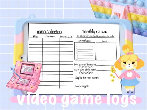 Video Game Log Tracker Printable For Journaling Habit Etsy Australia