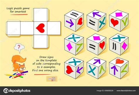 Logic Game Smartest Draw Signs Template Cube Corresponding Examples