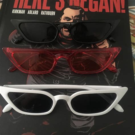 Trendy Cat Eye Sunglasses Available In Black Red Depop