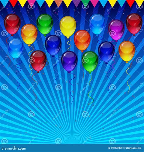 Fondo Del Vector De La Fiesta De Cumpleaños Globos Festivos Coloridos