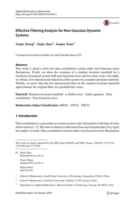 PDF Effective Filtering Analysis For Non Gaussian Dynamic Systems