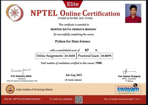 Python Datascience Nptel Swayam Iit Iitmadras Satya Venkata