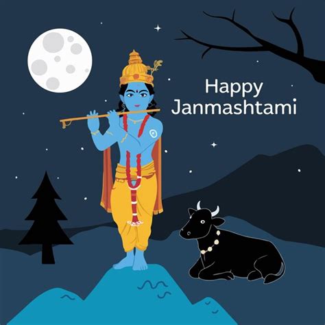 크리슈나 마슈타미 Lord Krishna Janmashtami 인도 축제 축제 일러스트레이션 프리미엄 Ai 생성 벡터