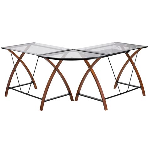 Small Computer Desks Fletcher L Shaped Glass Desk